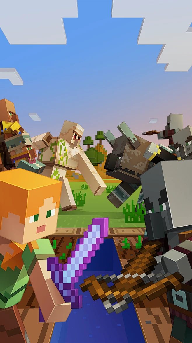 wallpaper_minecraft_village_pillage_1080x1920-花瓣网