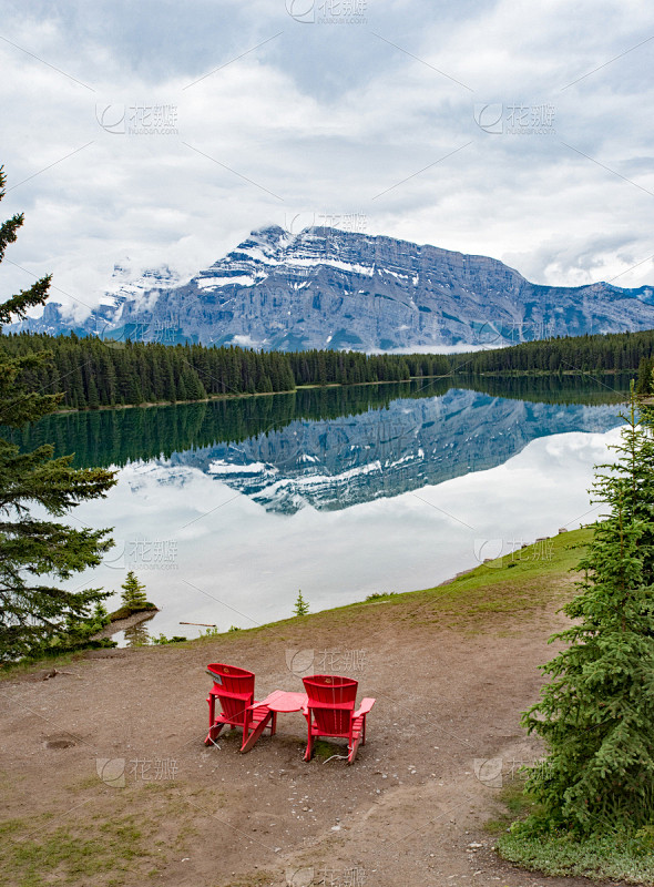 湖,加拿大落基山脉,two jack lake,山,汽车视镜,水,自然,垂直画幅,阿尔伯塔省,无人