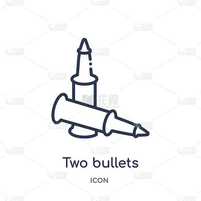 Linear two bullets icon from Army and war outline