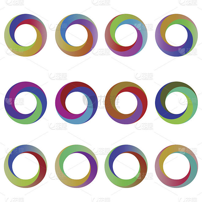 一套多彩的圆圈图标