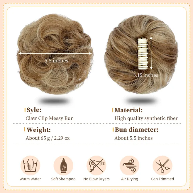 Amazon.com : Fanguilar Claw Clip Messy Bun Hair Piece Hair Extensions ...