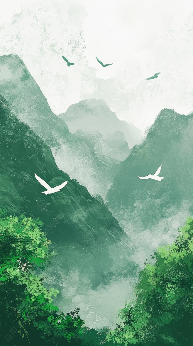 240804山脉高山插画 (388)-花瓣网