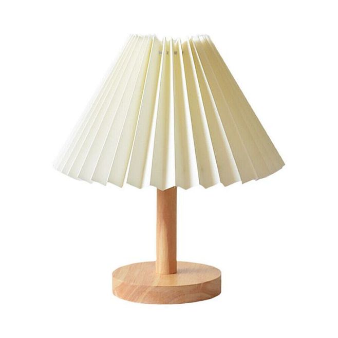Mini Table Light Skirt Lampshade Night Solid Wood Desk Decorate