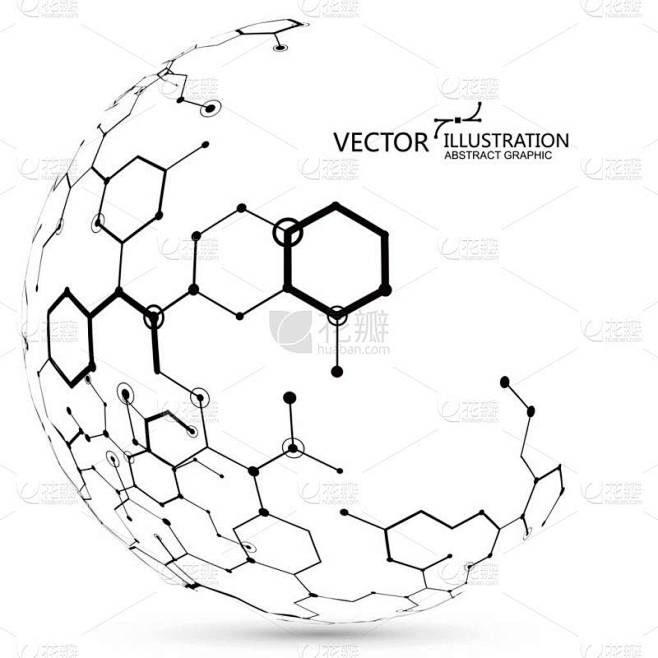 分子结构由球体、抽象图形设计组成.