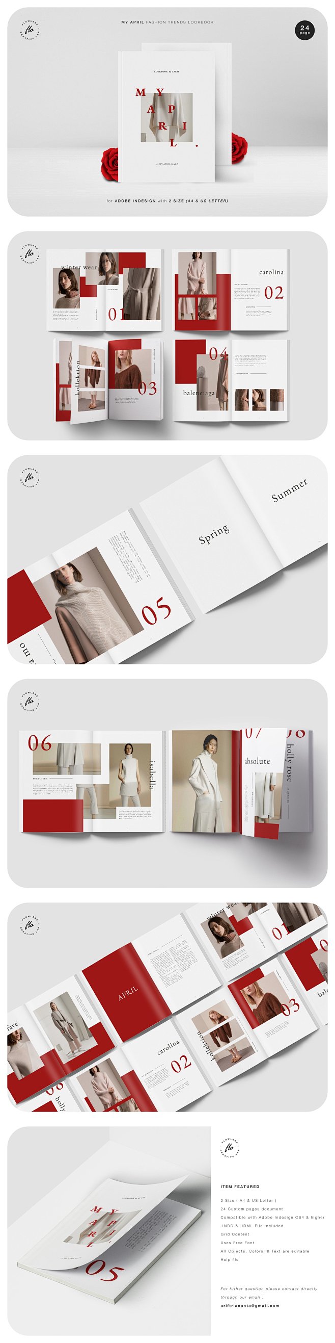 潮流女性服装设计作品集画册INDD模板 My April Fashion Trends Lookbook插图