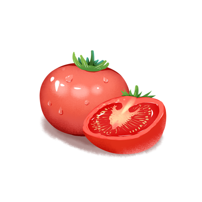 西红柿番茄蔬菜果蔬手绘元素