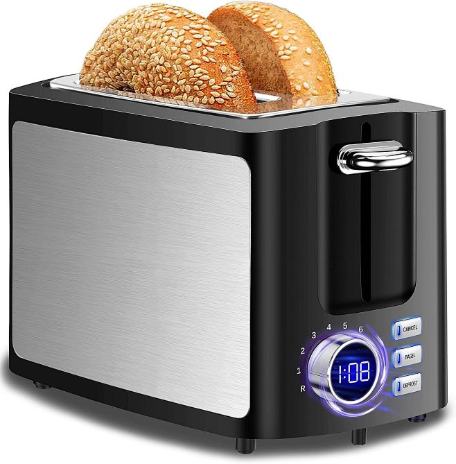 Amazon.com: Toaster 2 Slice Wide Slot Toaster Best Rated Prime Displav ...