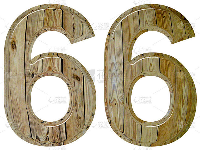 数字66,66，孤立在白色背景，3d渲染