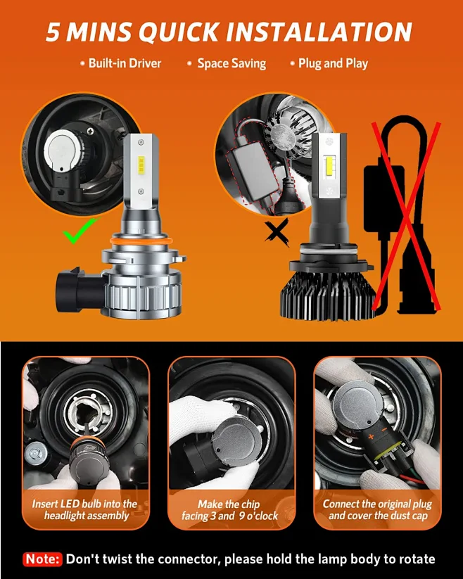 Amazon.com: DR.CAR 9005 LED Headlight Bulbs, 500% Brightness, 2022 HB3 ...