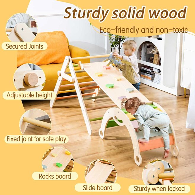 Amazon.com: deli Pikler Triangle Set 7 in 1, Large Size Montessori ...