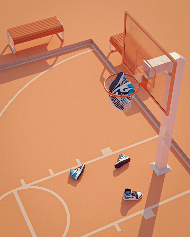 3D airjordan basketball blender CGI minimalist NBA Nike
