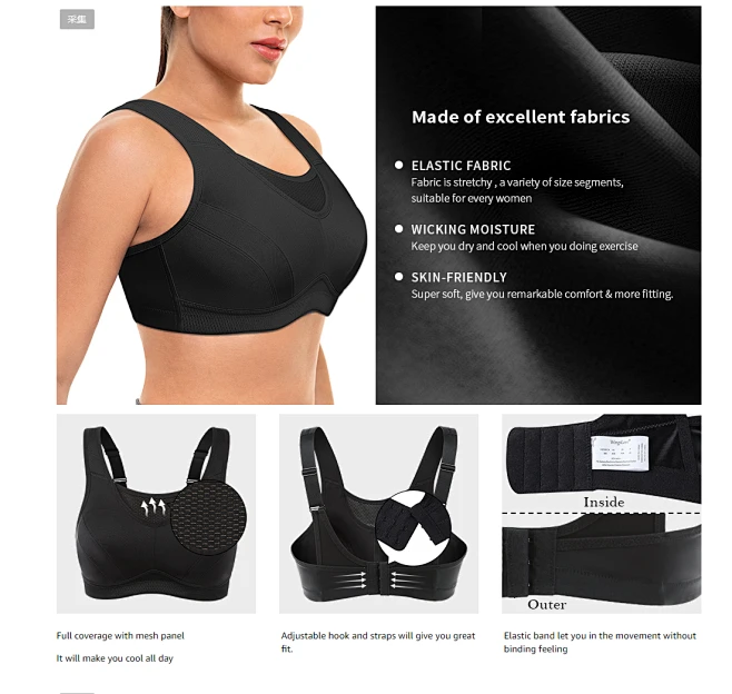 WingsLove Women’s High Impact Comfort Full Support Non Padded Sport Bra ...