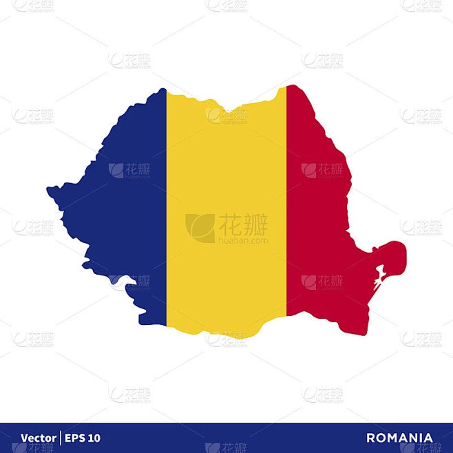 Romania - Europe Countries Map and Flag Vector Ico素材-花瓣网