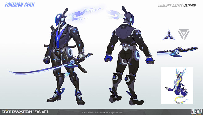 Overwatch Genji × Pokémon Scarlet and Violet fanart