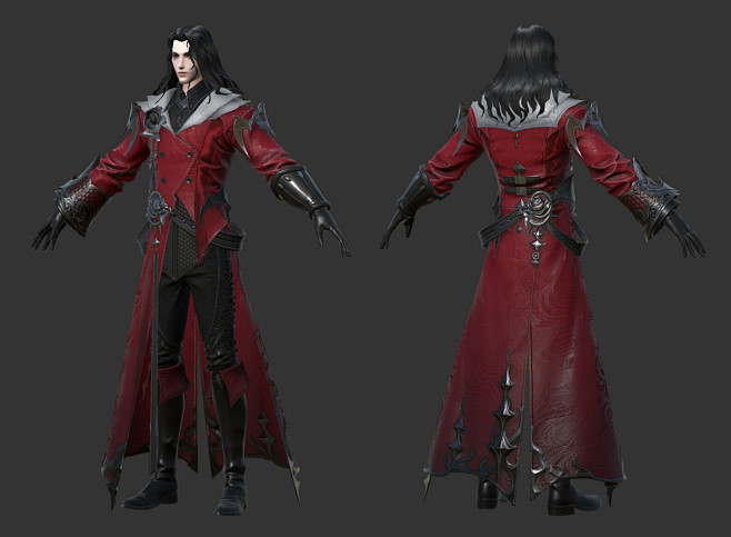 3D角色, Xin Li : 2019年为倩女幽魂ol做的一套时装，布料和皮具用的高模法线流程，局部的金属部件用的是转法线流程，头发和脸是传统的低模加手绘贴图流程