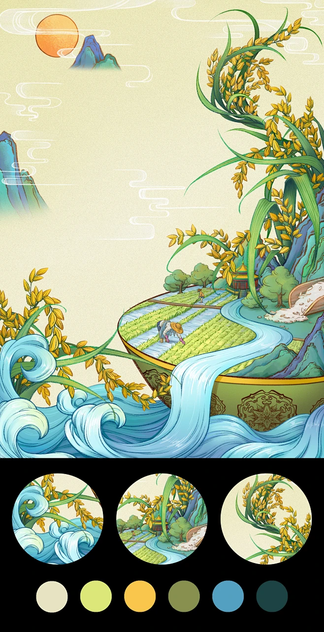 水稻、大米 包装插画设计%7C插画%7C商业插画%7C耳朵过敏了_5d7733f6-花瓣网