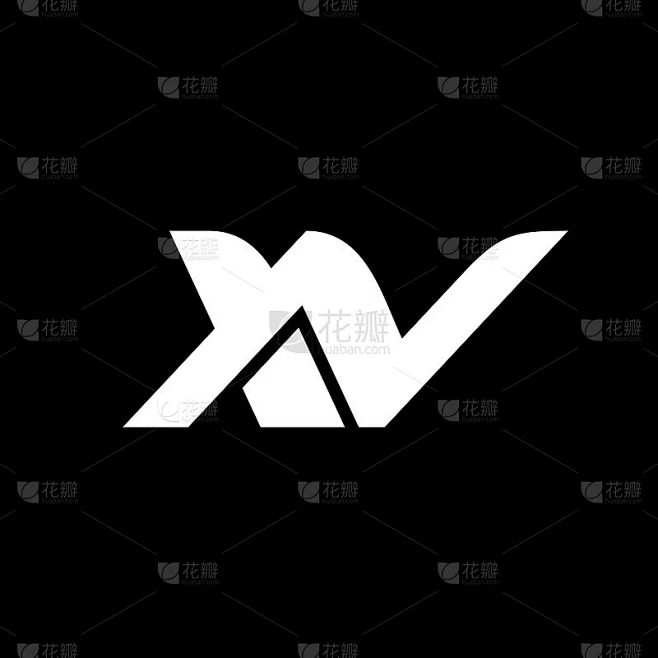 XN或XV字母标志设计-抽象的矢量交织字母标志。素材-花瓣网