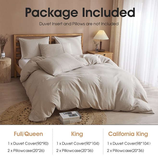 Amazon.com: Grassix 100% Linen Duvet Cover King Size, Super Soft French ...