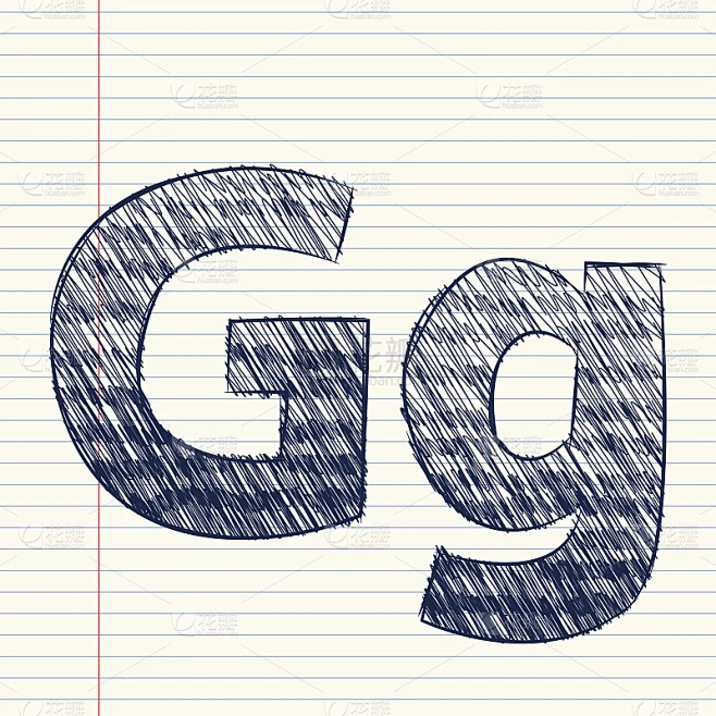 字母G素描在笔记本上素材-花瓣网