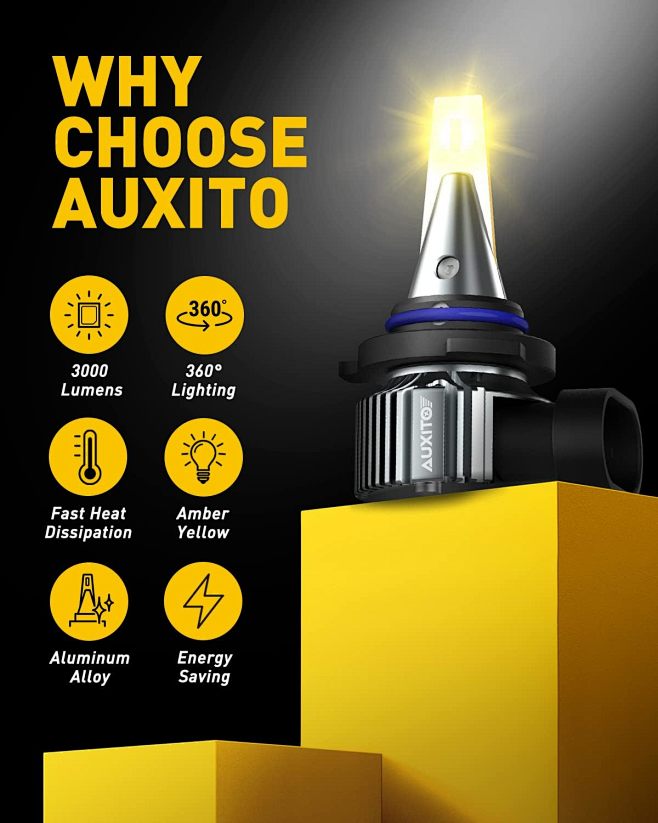 Amazon.com: AUXITO 9006 HB4 LED Fog Light Bulbs, 3000K Amber Yellow ...