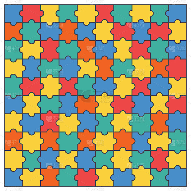 Colorful puzzles pieces pattern. Jigsaw puzzle tem