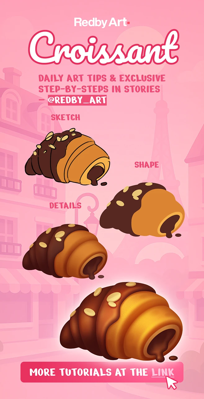 其中包括图片： Croissant Drawing Tutorial – Sweet & Stylized!-花瓣网