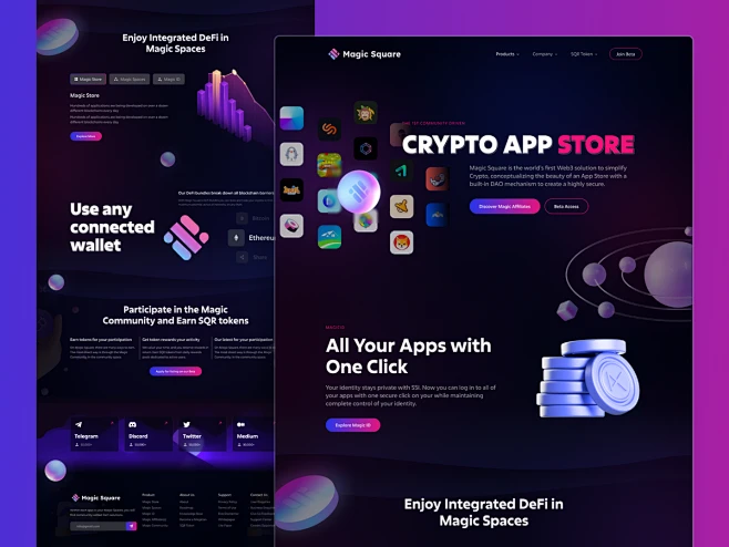 Magic Square Crypto Landing Page. 3d animation branding crypto crypto ...