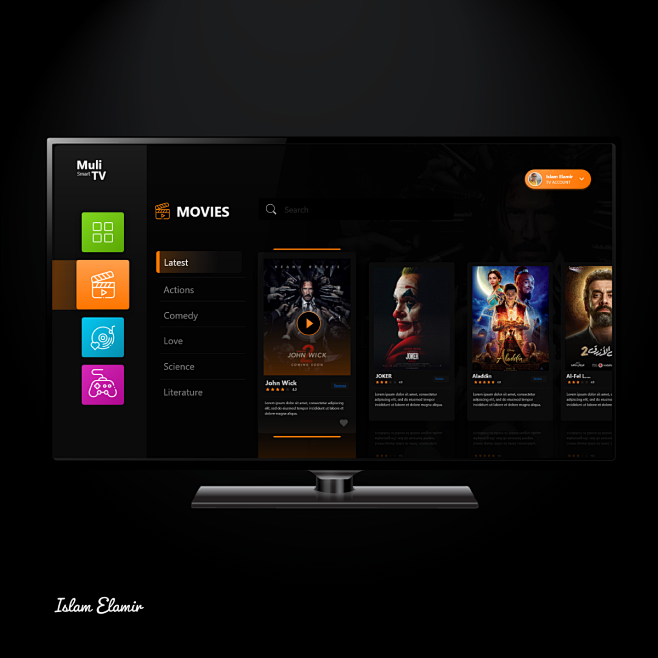 TV UI design on Behance