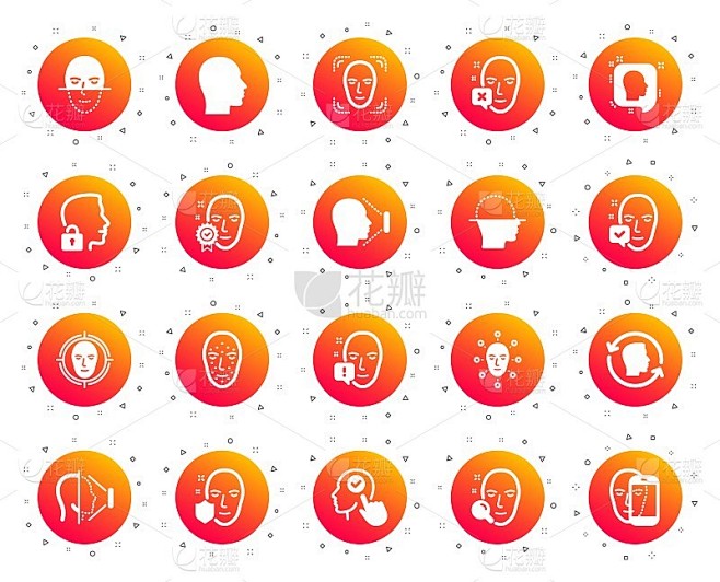 Face recognition icons. Set of Faces biometrics de