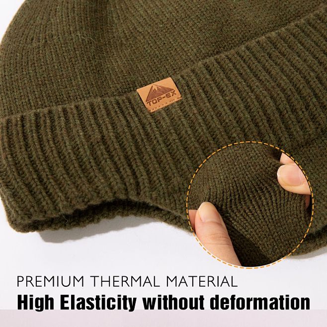 TOP-EX XXL Hats for Men Big Head 80% Merino Wool Waterproof Beanie with ...