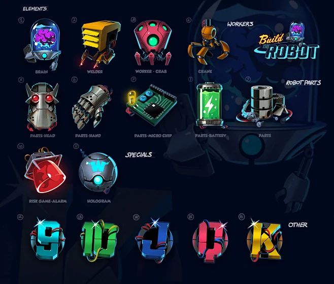 Build a Robot : Slot game design, illustrations and animations-花瓣网