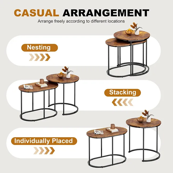 soges Set of 2 Side Tables Set of 2 Side Table Set Smart Coffee Table ...