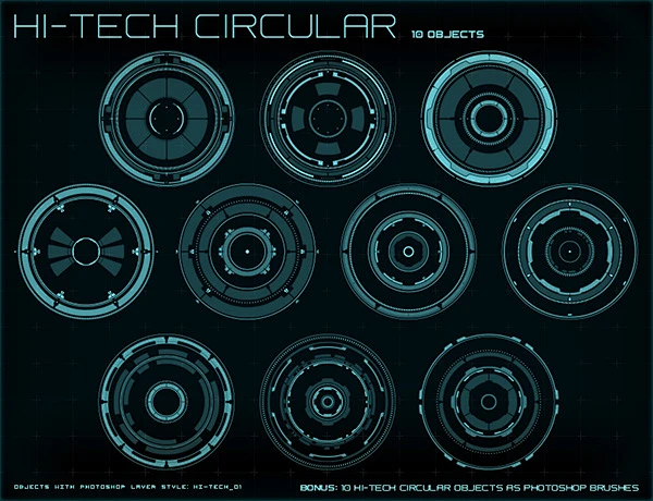 hi-tech Interface Illustrator photoshop HUD template UI vector ...