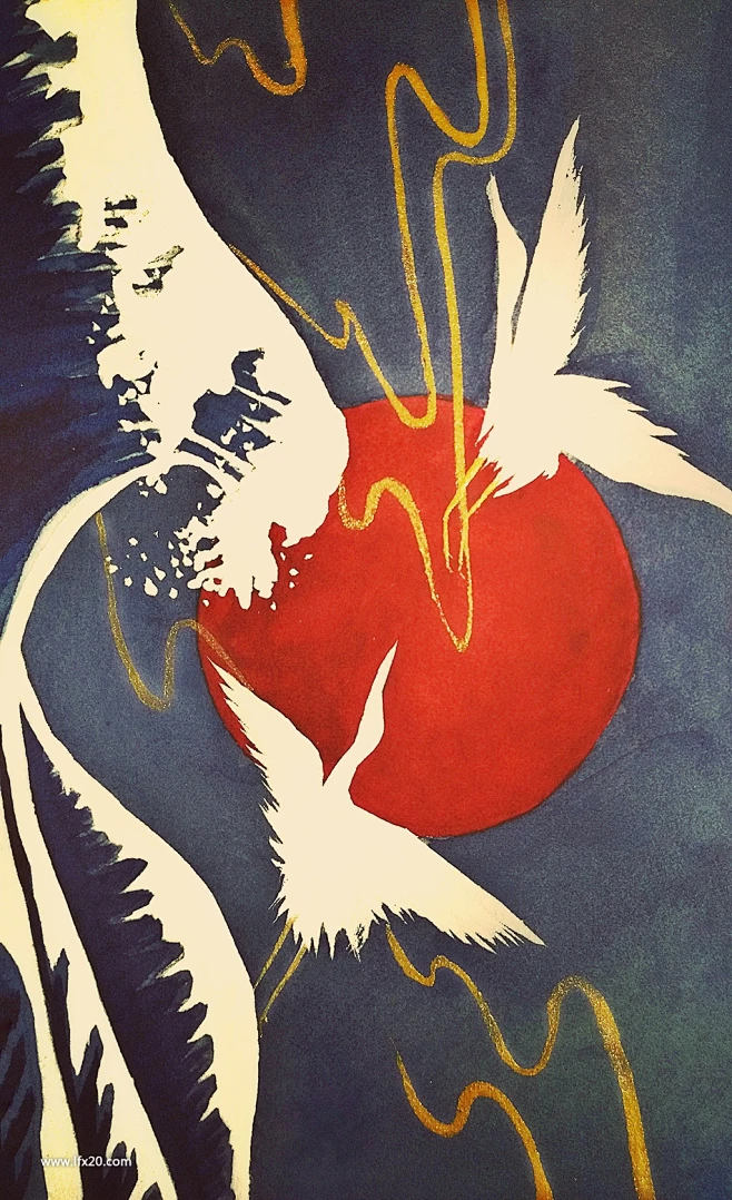 中式水墨白鹤仙鹤荷花中式花纹底纹吉祥纹理海报图片_设计素材图片素材-花瓣网