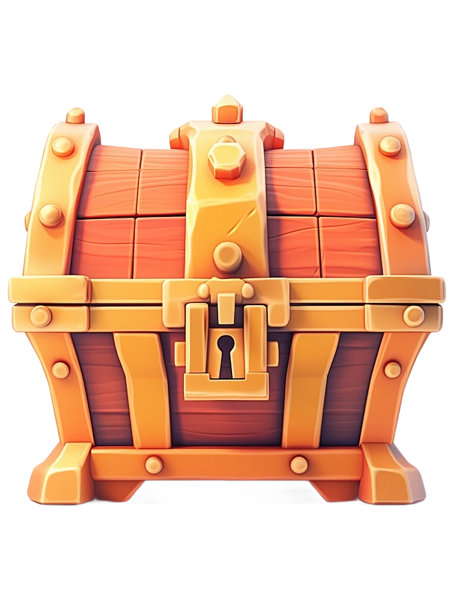 dachuan998_Cartoon_rendering_of_an_orange_treasure_chest_on_a_w ...