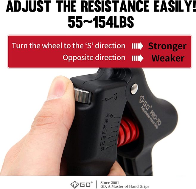 Amazon.com: GD Pro-70 Hand Grip Strengthener(55~154 lbs) Adjustable ...