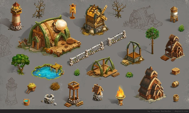 viking GUI UI Game Art house Interface decoration digitalart icons game-花瓣网