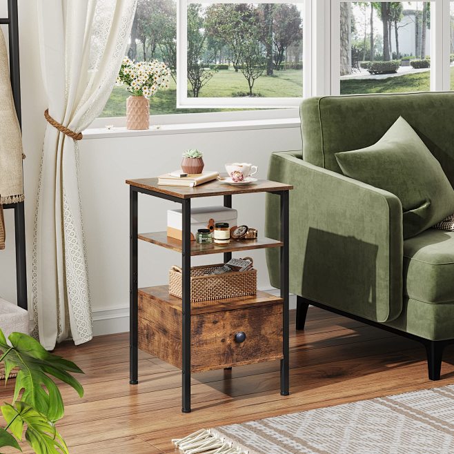 Amazon.com: WLIVE Nightstand, Bedside Table with Adjustable Wooden ...