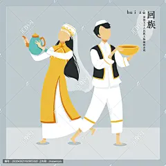 手绘漫画-少数民族人物形象贴纸2素材-花瓣网