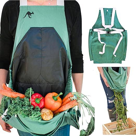 Roo Gardening Apron with Pockets and Harvesting Pouch - Adjustable ...