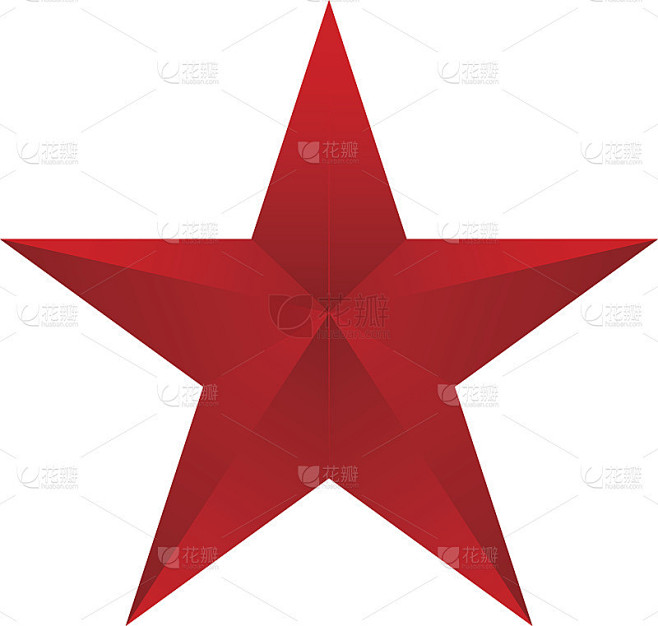 白色背景上的红星，矢量插图