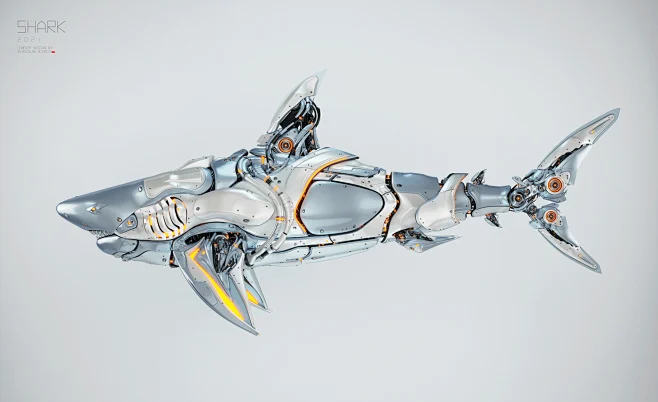 Aggressive Dangerous fish Ocean robot robotic sci-fi shark underwater ...