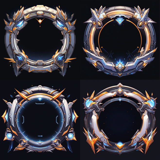hulei181717_A_game_avatar_frame_with_round_metal_border_on_a_bl ...