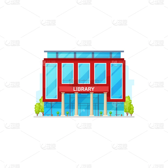 外立面,公共图书馆,建筑外部,分离着色,商务,背景分离,图书馆,建筑业,户外,绘画插图素材-花瓣网