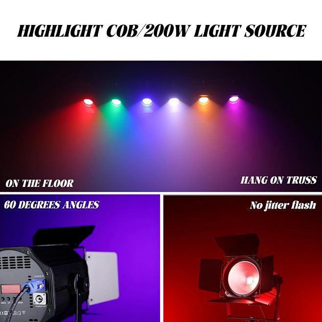 LED 200W COB Stage Lights with Barn Doors, RGBWA 6in1 COB Par Lights ...