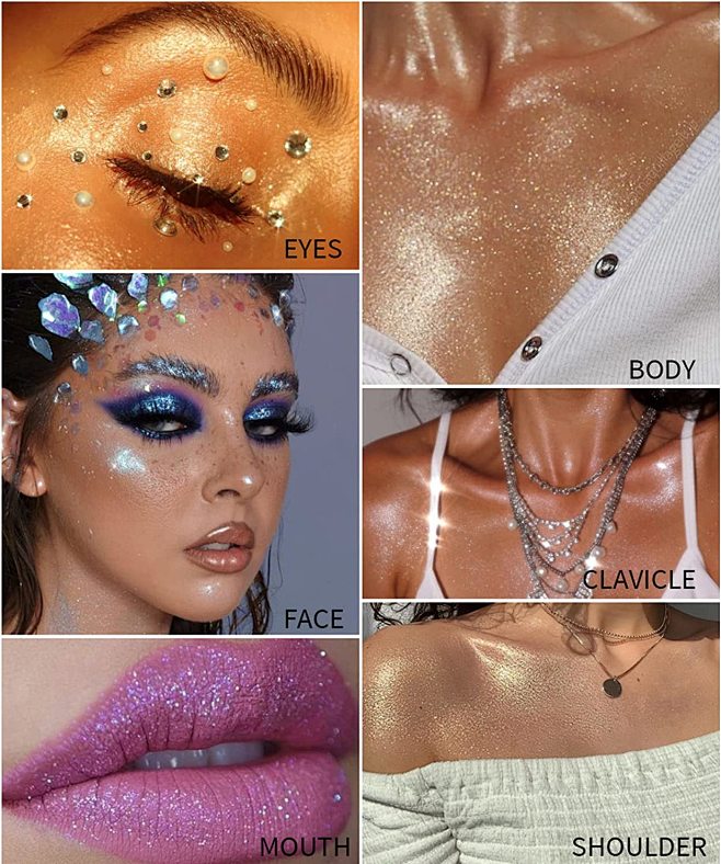 Amazon.com : DAGEDA 3 Colors Body Glitter Highlighter Stick, Body ...