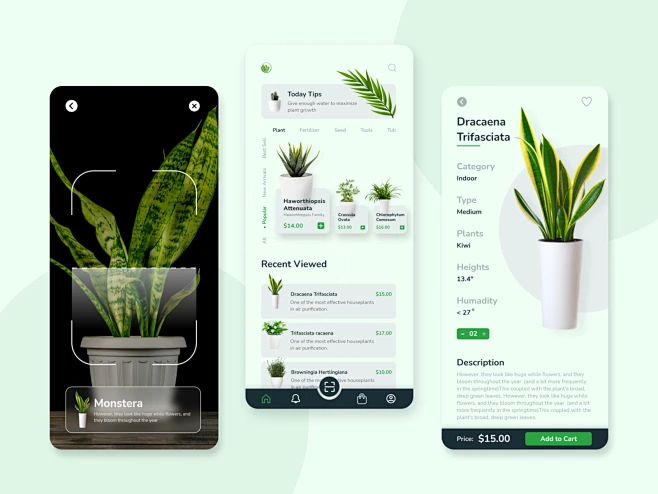 Plant Selling App UI Design plant illustration planting plant app plan-花瓣网