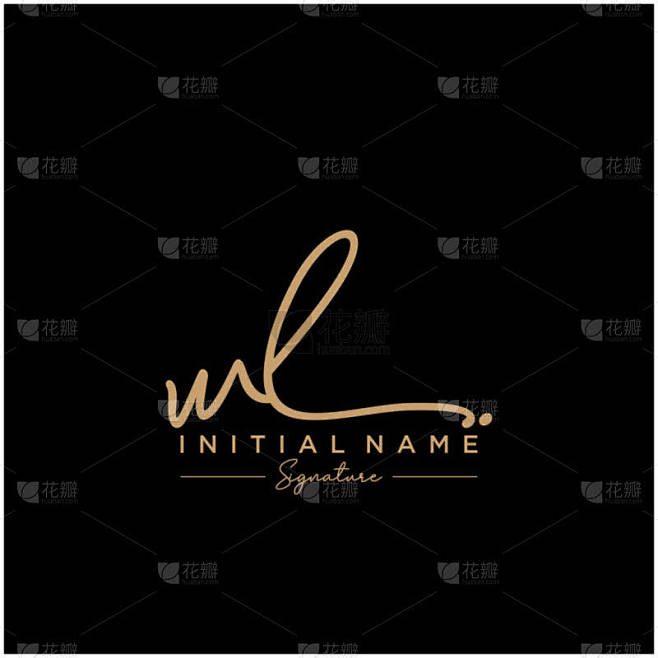 字母Wl签名标志模板向量