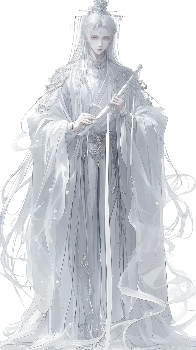 白衣白发古风男立绘 - 小红书-花瓣网