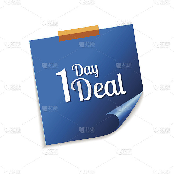 1 Day Deal Blue Sticky Notes矢量图标设计